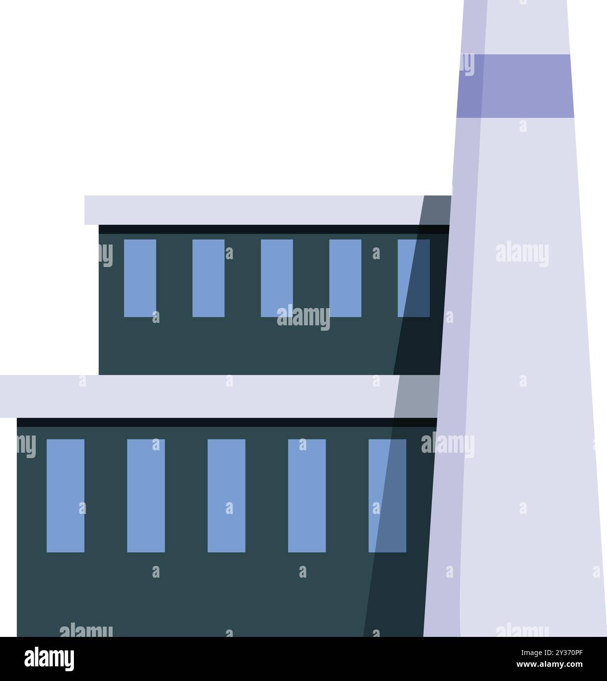 Modern factory building with a large chimney emitting smoke ...