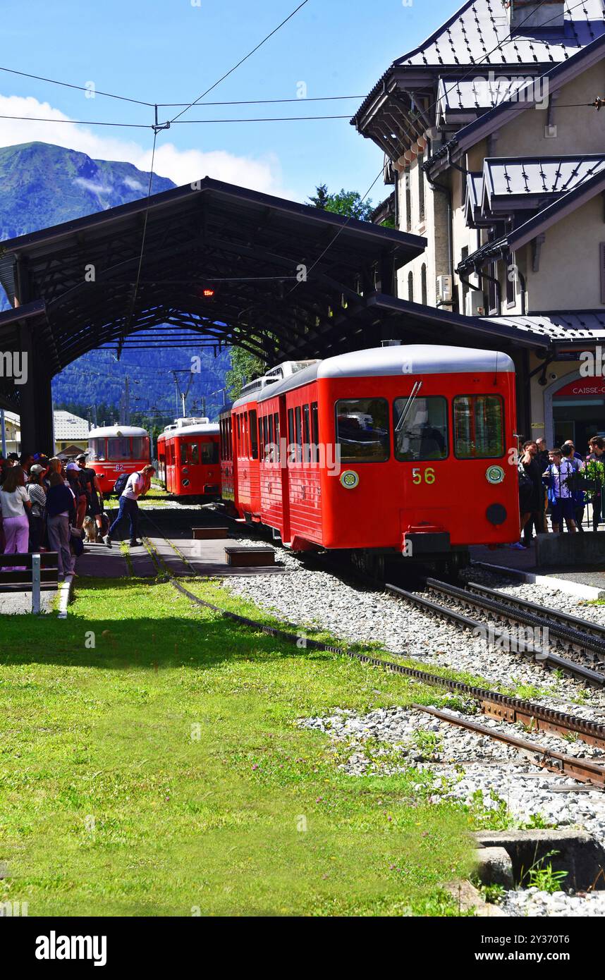 FRANCE, HAUTE SAVOIE (74) CHAMONIX. THE RAILWAY STATION OF THE TRAIN ...