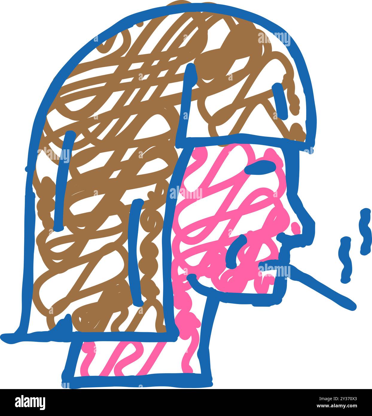 female smoking cigarette icon doodle illustration Stock Vector Image ...