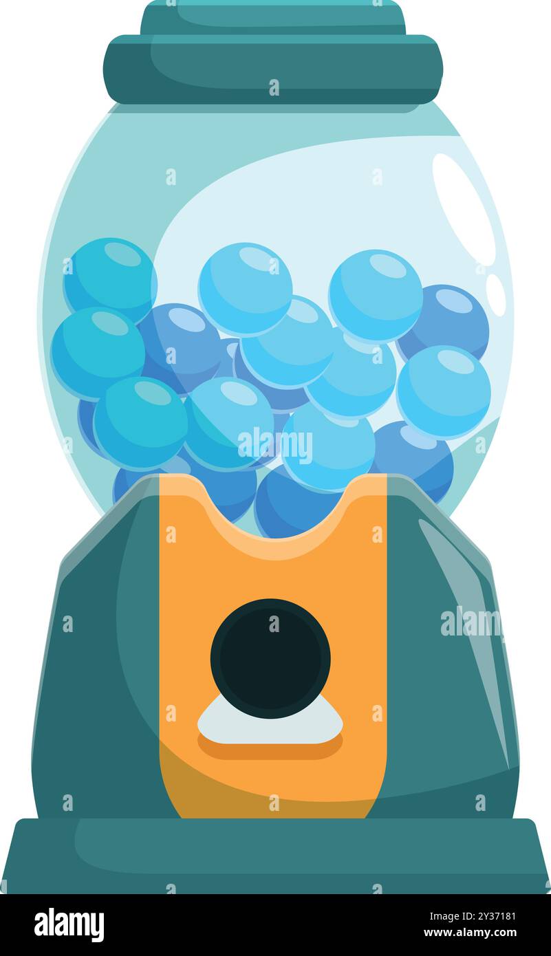 Round bubble gum machine dispensing blue bubble gum balls Stock Vector ...