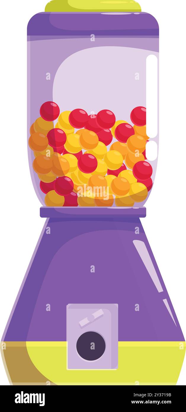 Round bubble gum dispensing machine with yellow and red chewing gum ...