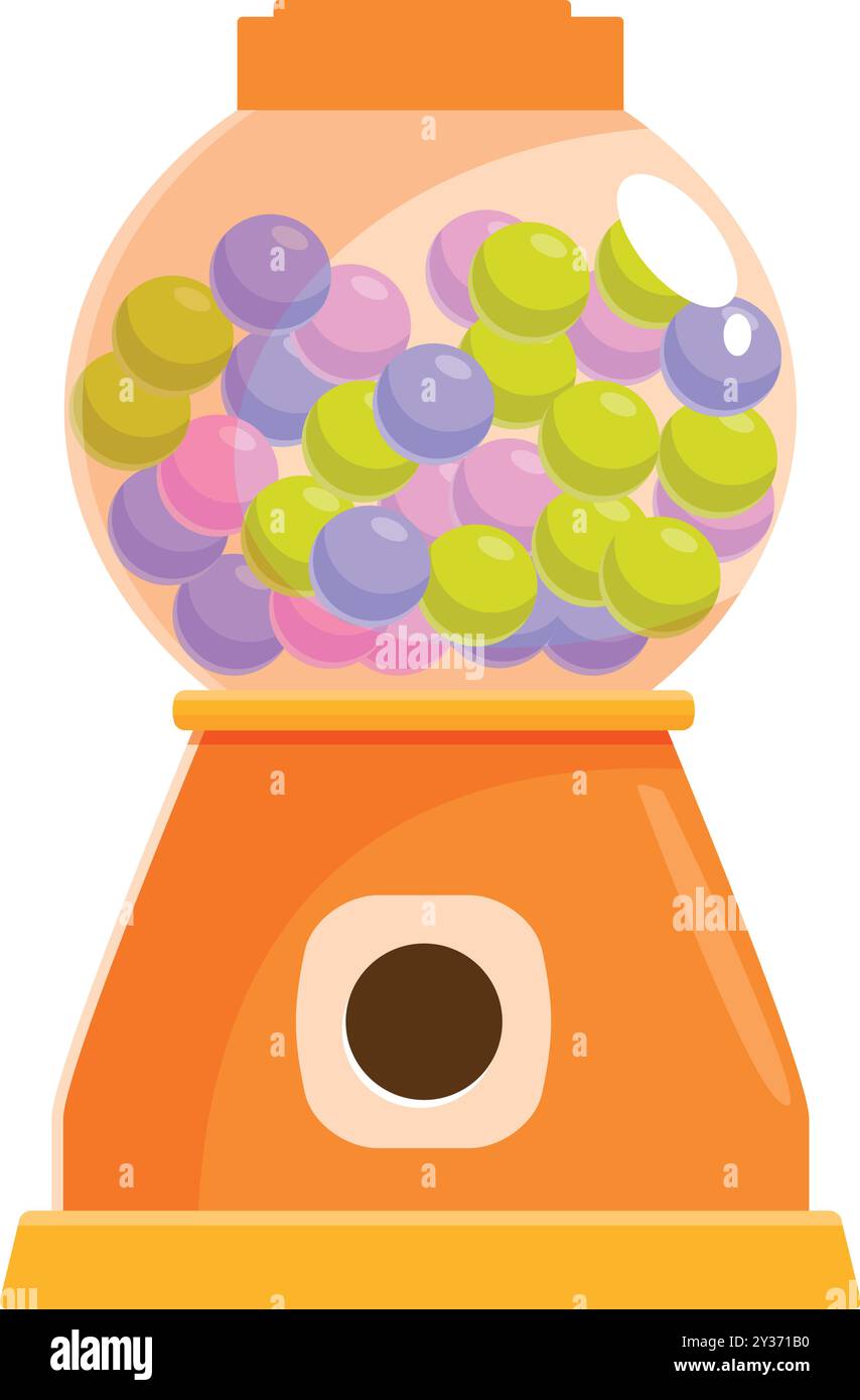 Classic orange gumball vending machine dispensing colorful candy ...