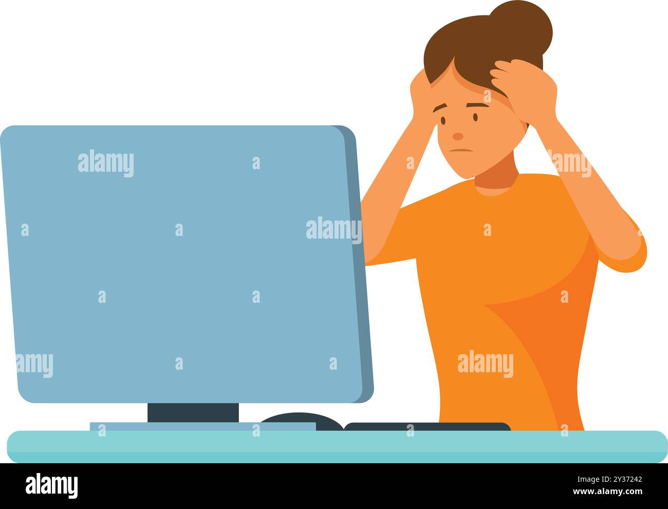 Woman struggling computer Stock Vector Images - Alamy