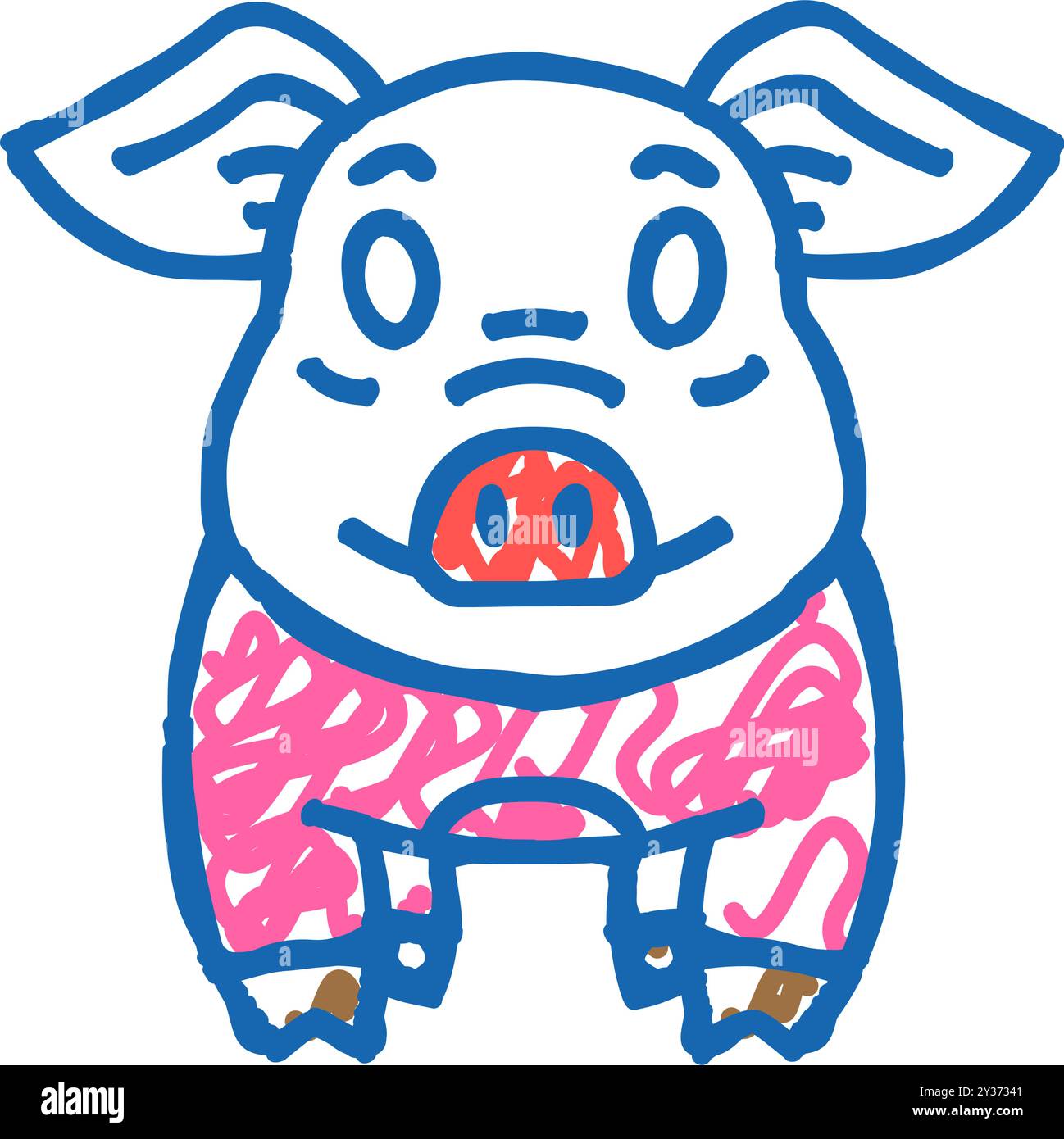 cute piglet pig farm icon doodle illustration Stock Vector Image & Art ...