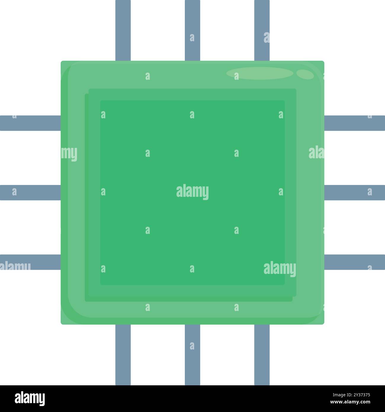 Green cpu chip connecting with pins on a motherboard, essential for computer processing Stock ...