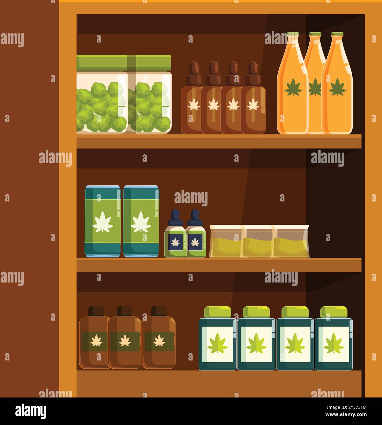 Medicine bottles wooden shelves Stock Vector Images - Alamy