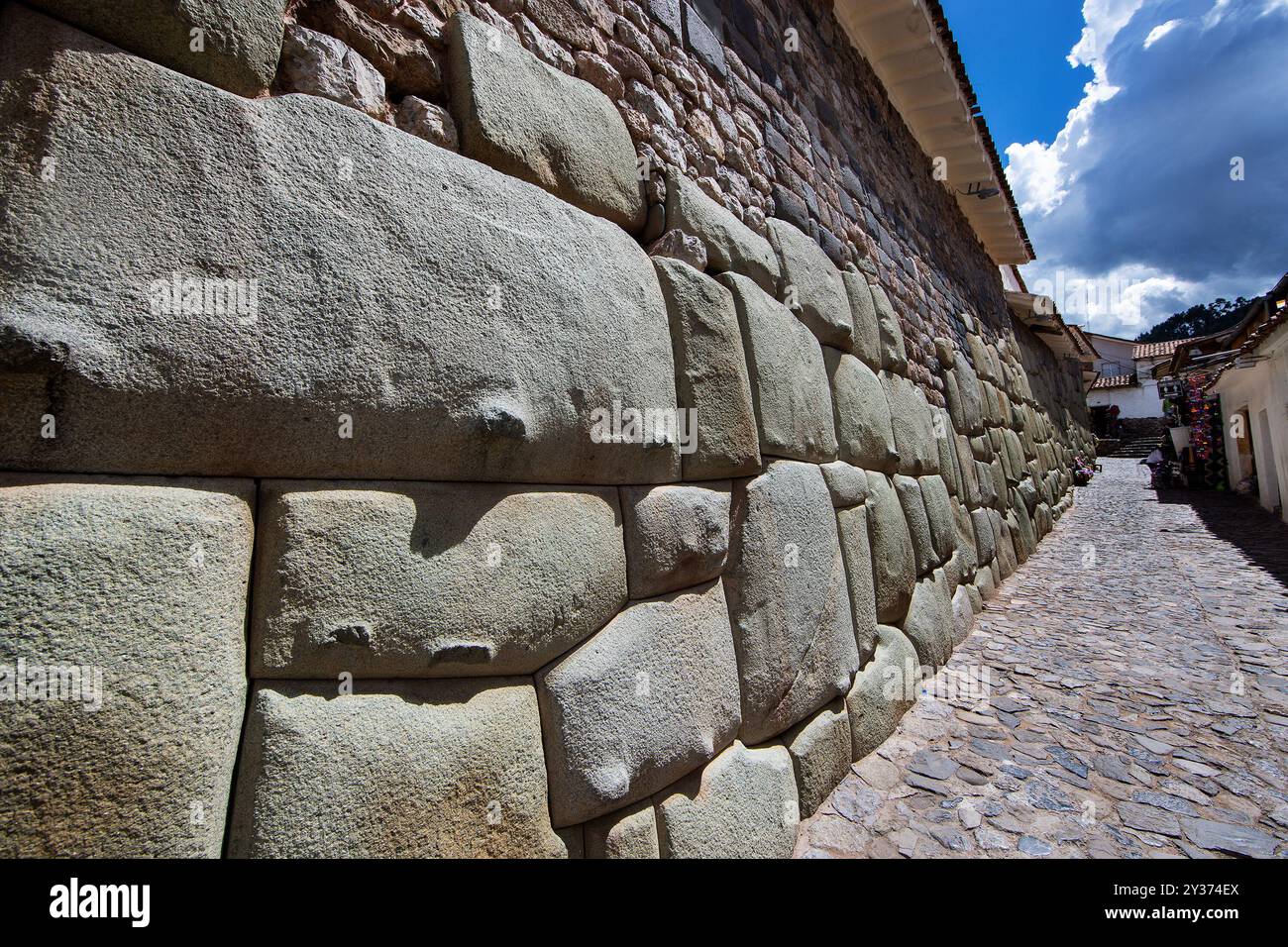 Inca stone walls in Cusco, Peru, a remarkable example of Inca architecture and craftsmanship ...