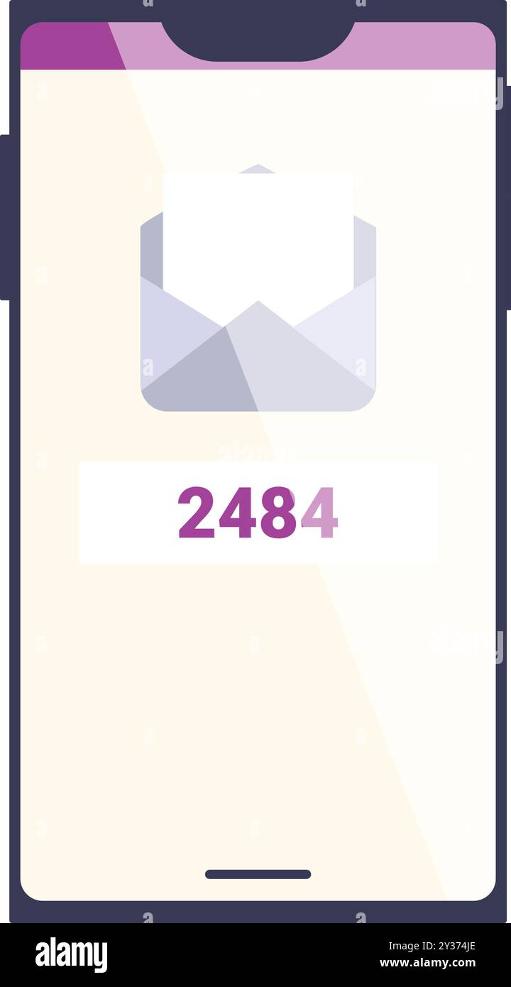 Smartphone showing unread messages notification icon displaying 2484 ...