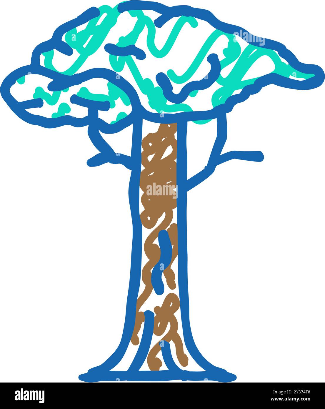 kapok tree jungle amazon icon doodle illustration Stock Vector Image ...