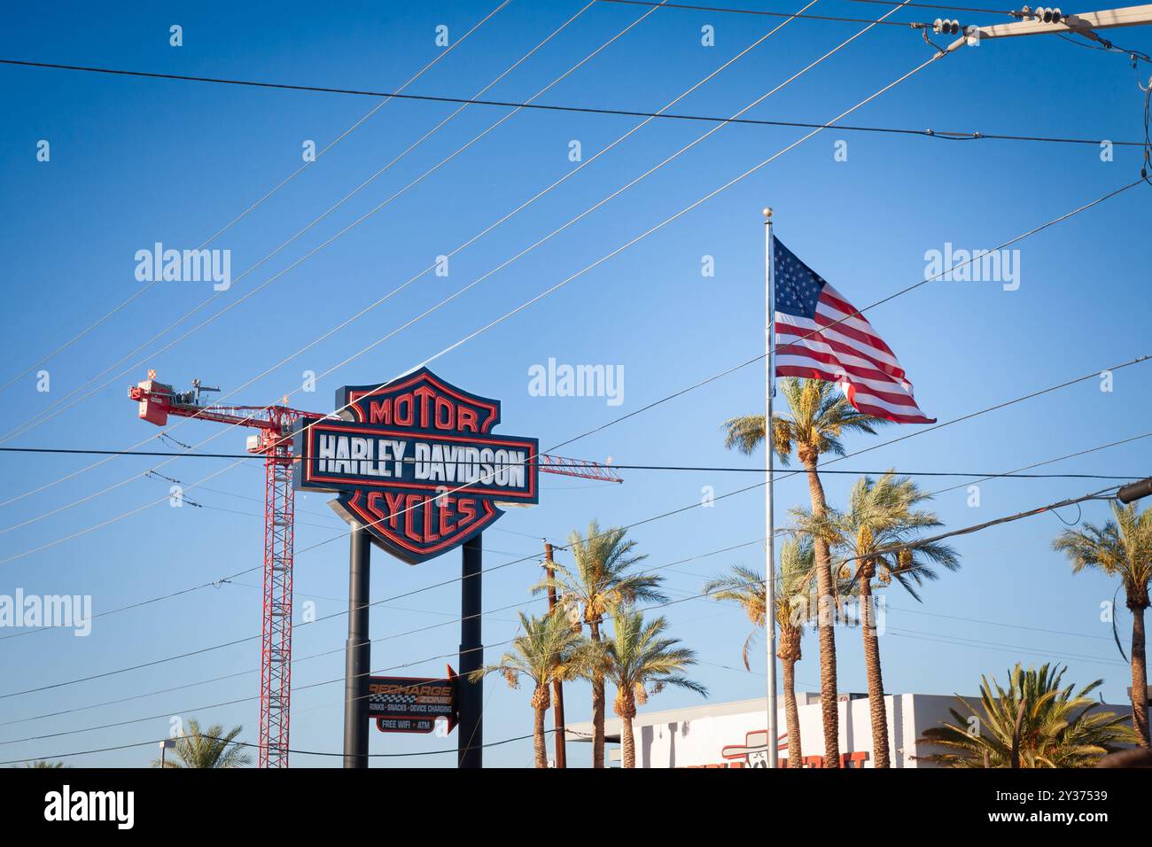LAS VEGAS - AUGUST 18, 2024: The Harley Davidson logo alongside the ...