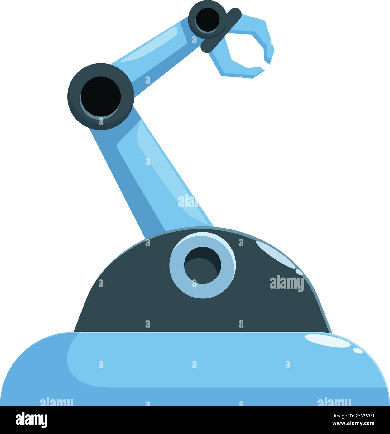 Cartoon blue robotic arm holding something with its claw raised Stock ...