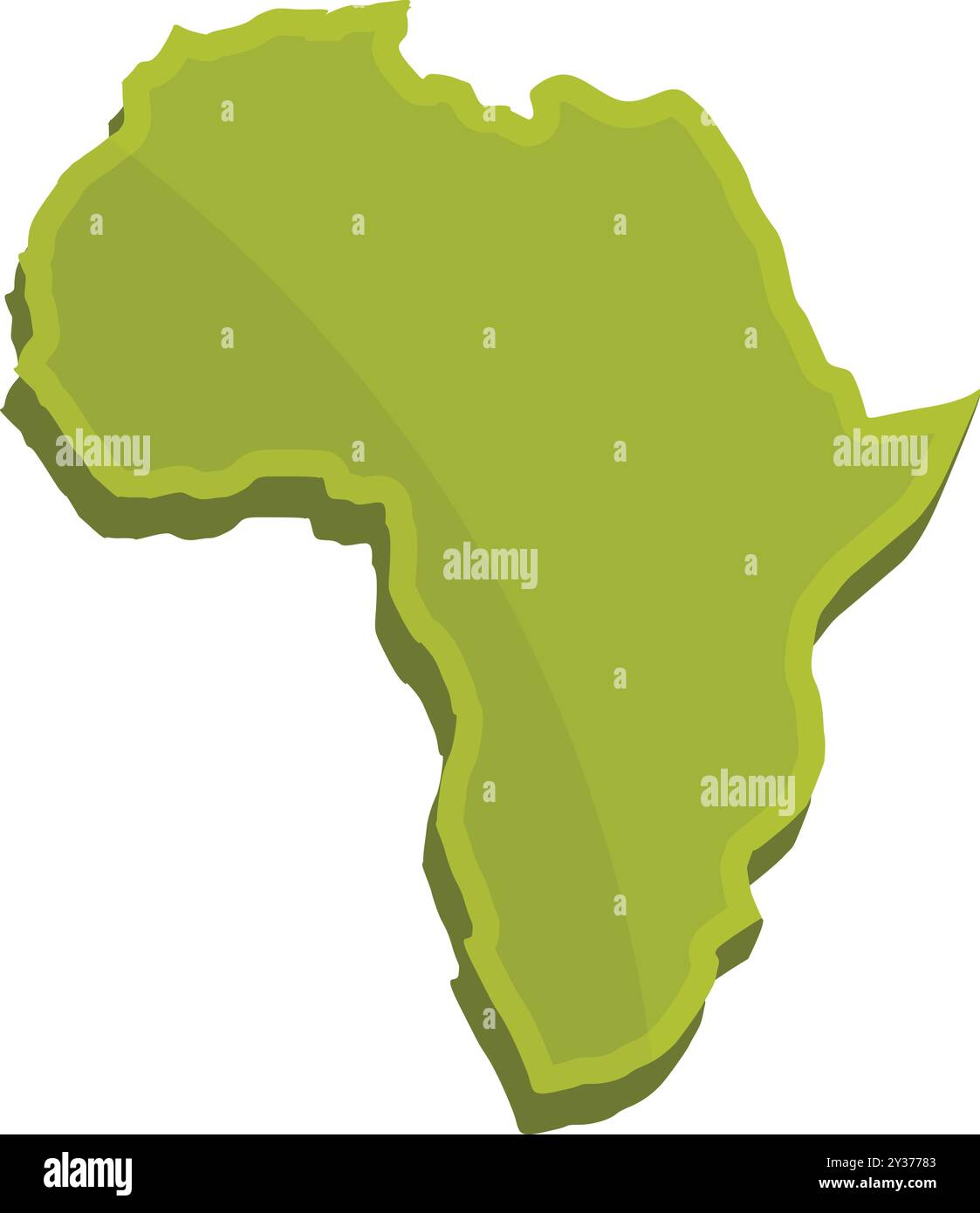 Green three dimensional map of the continent of africa showing borders ...