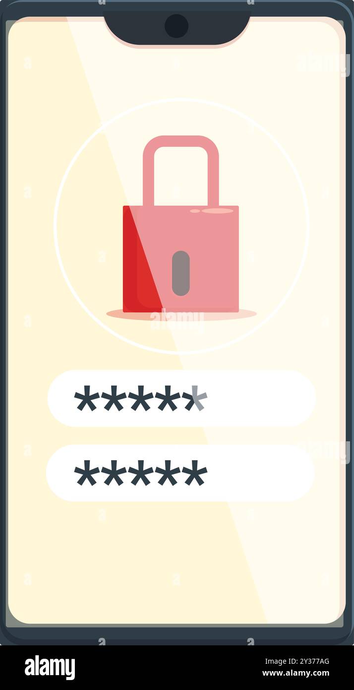Smartphone displaying password protected login screen with padlock icon, emphasizing mobile ...