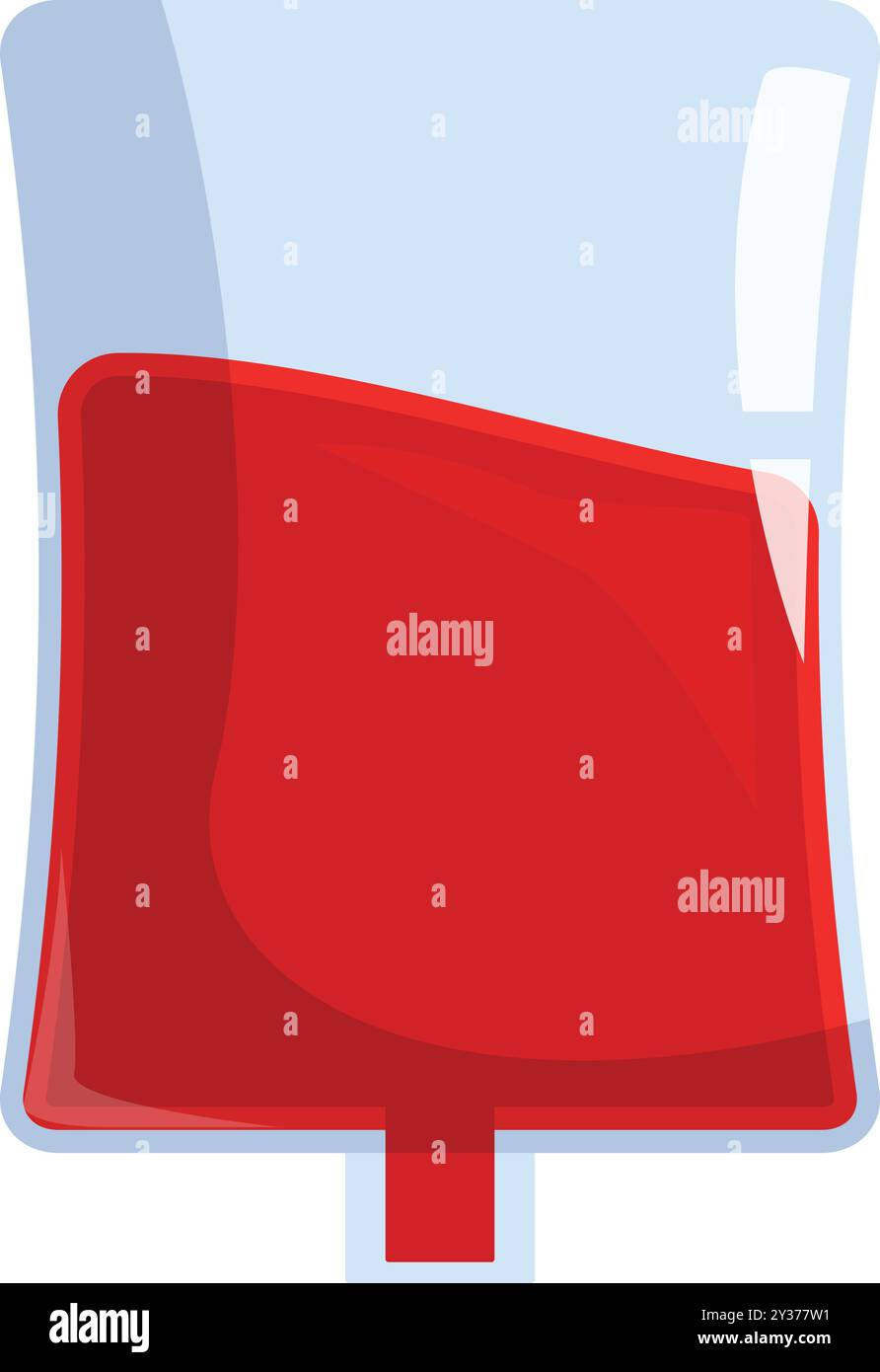 Cartoon blood bag hanging and waiting for a transfusion in a medical ...