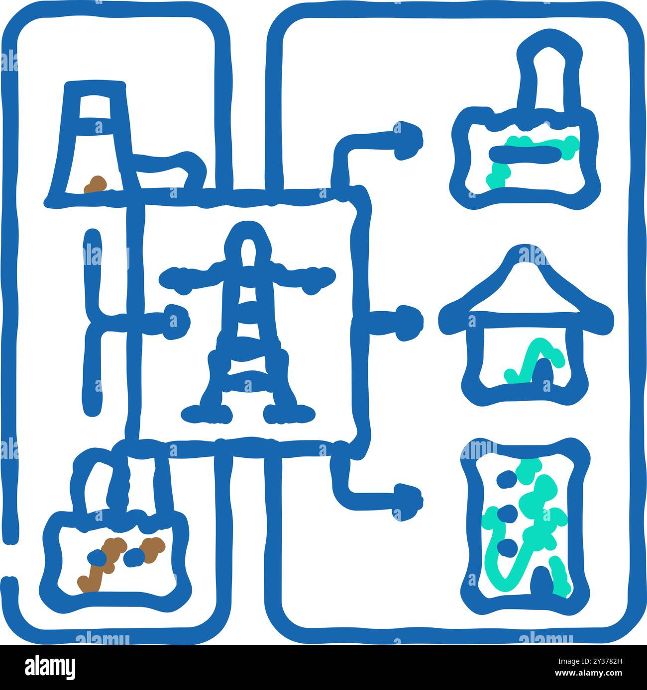 distributed generation electric icon doodle illustration Stock Vector ...