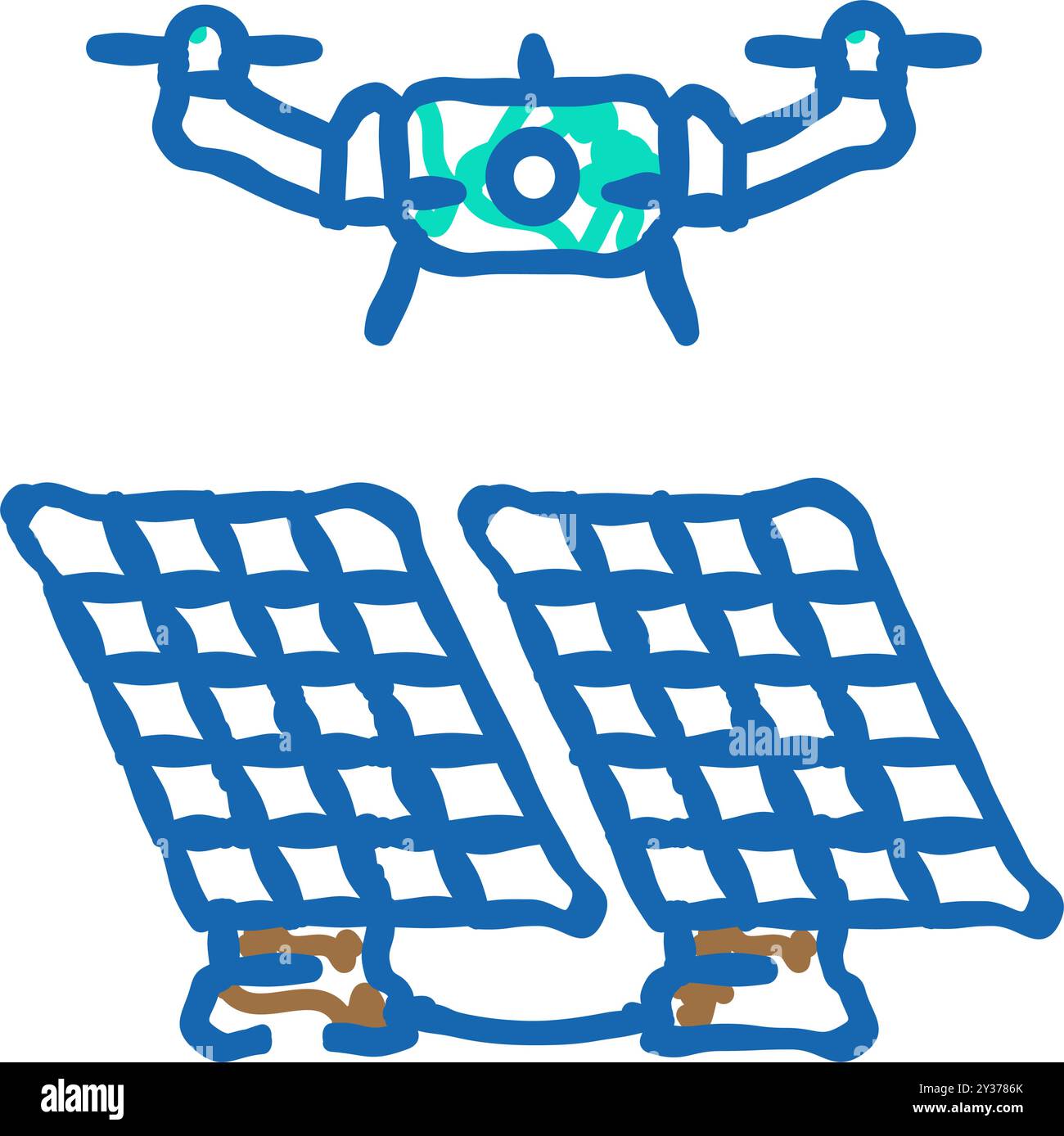 infrastructure survey drone icon doodle illustration Stock Vector Image ...