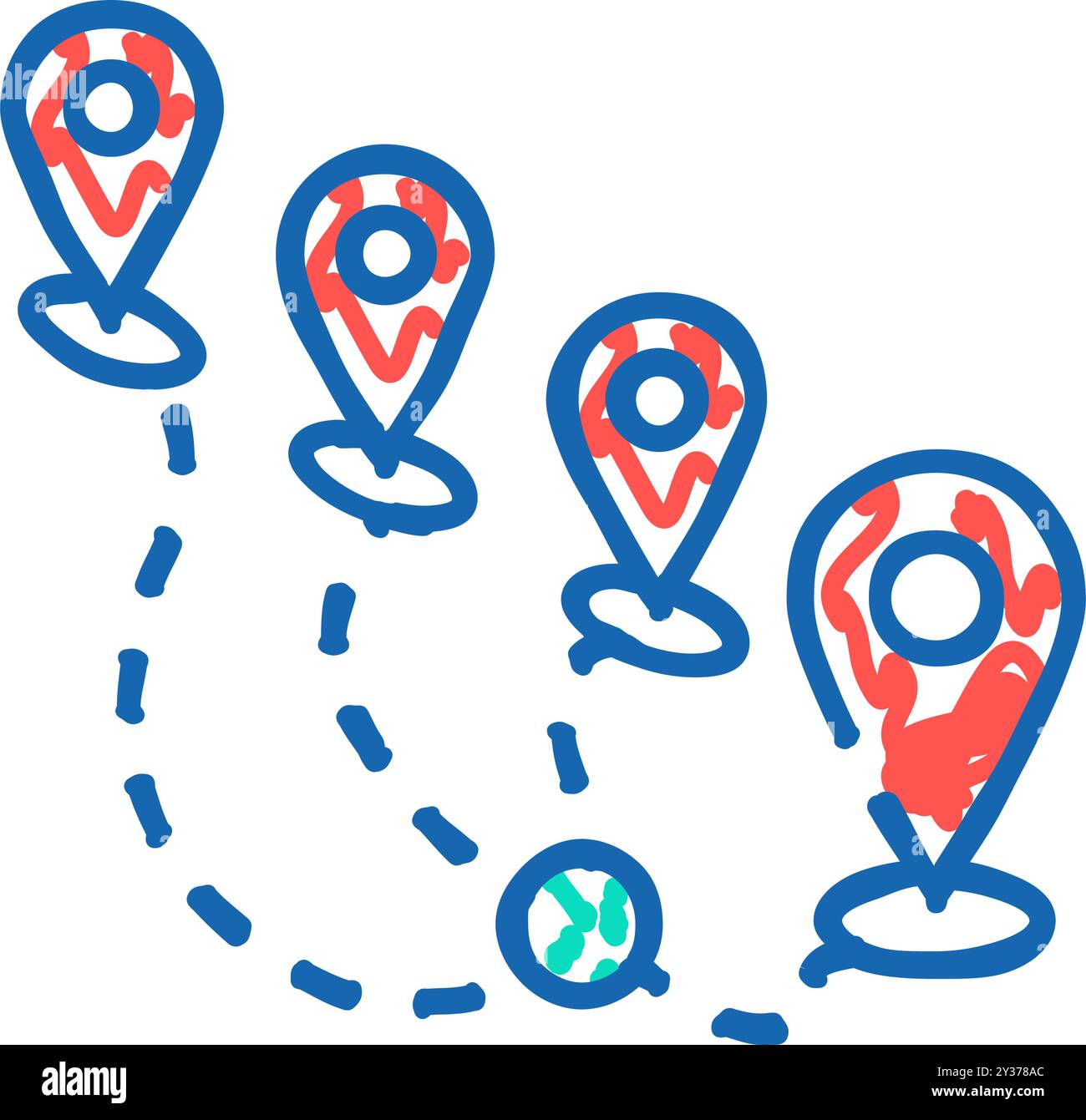 track airplane pointer place icon doodle illustration Stock Vector ...