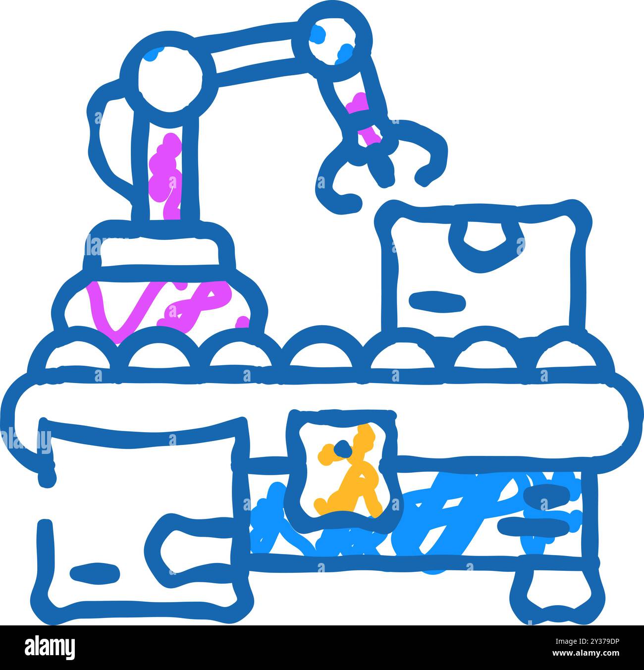 parcel sorting autonomous delivery icon doodle illustration Stock ...