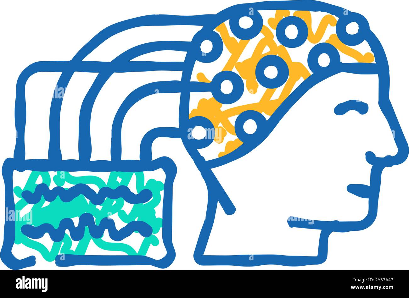 eeg monitoring neuroscience neurology icon doodle illustration Stock ...