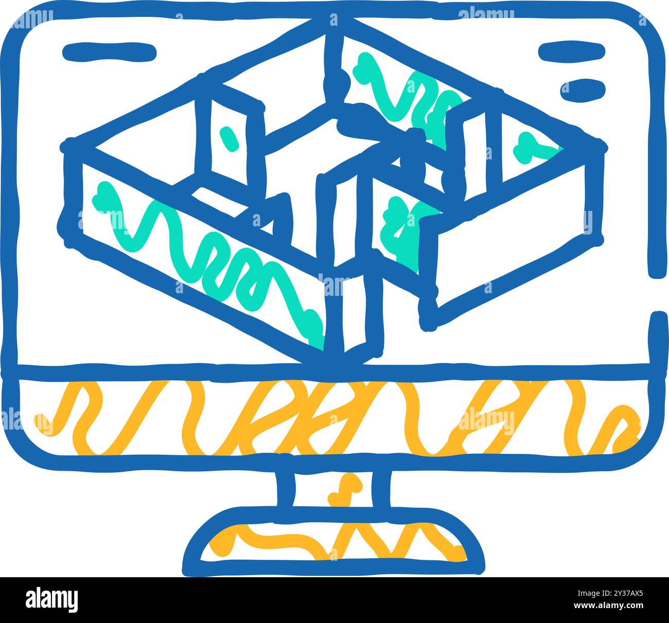 3d modeling architectural drafter icon doodle illustration Stock Vector ...