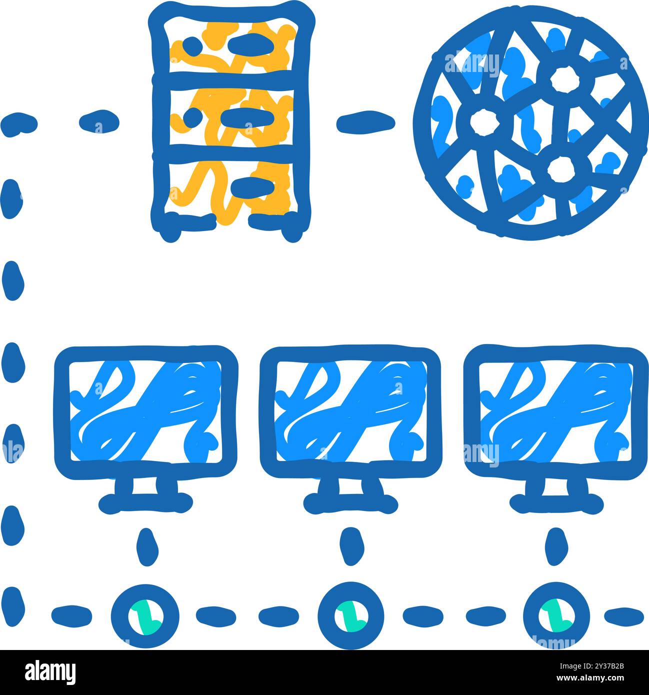 network configuration repair computer icon doodle illustration Stock ...