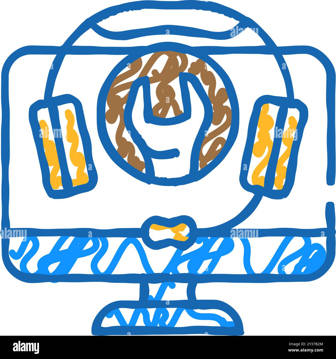 remote assistance repair computer icon doodle illustration Stock Vector ...