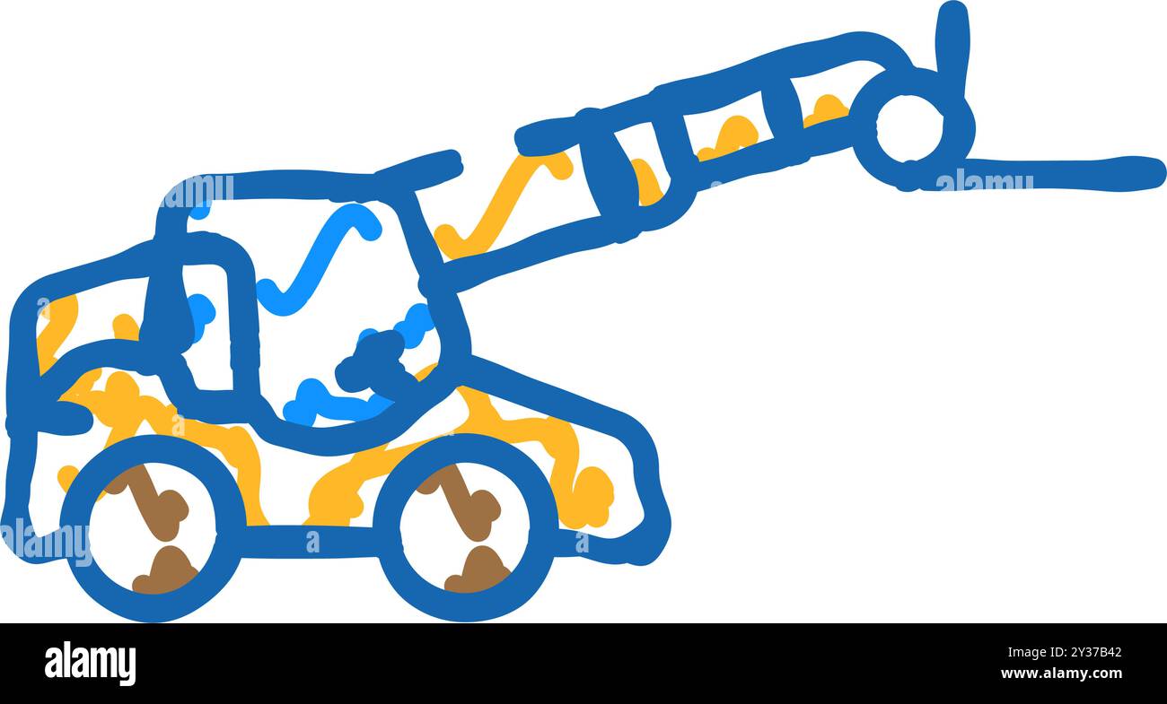 telescopic handler construction vehicle icon doodle illustration Stock ...
