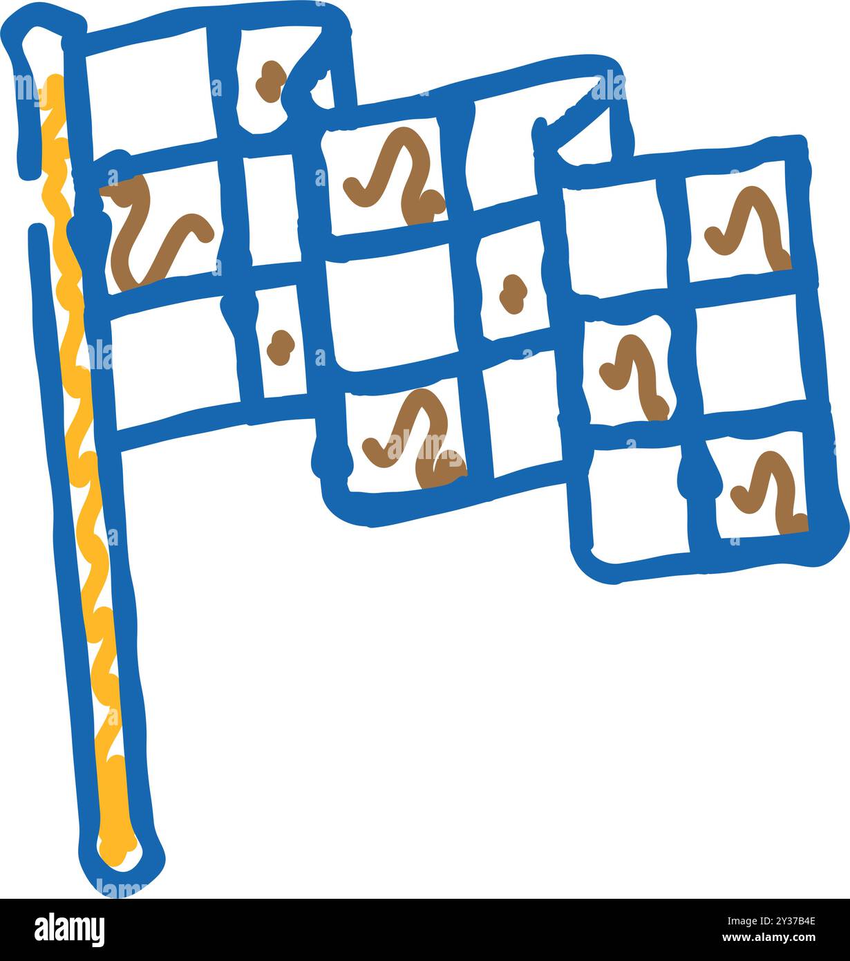 finish flag check mark icon doodle illustration Stock Vector Image ...