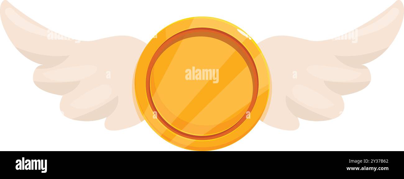 Golden coin with wings is flying representing fast money transfer or ...