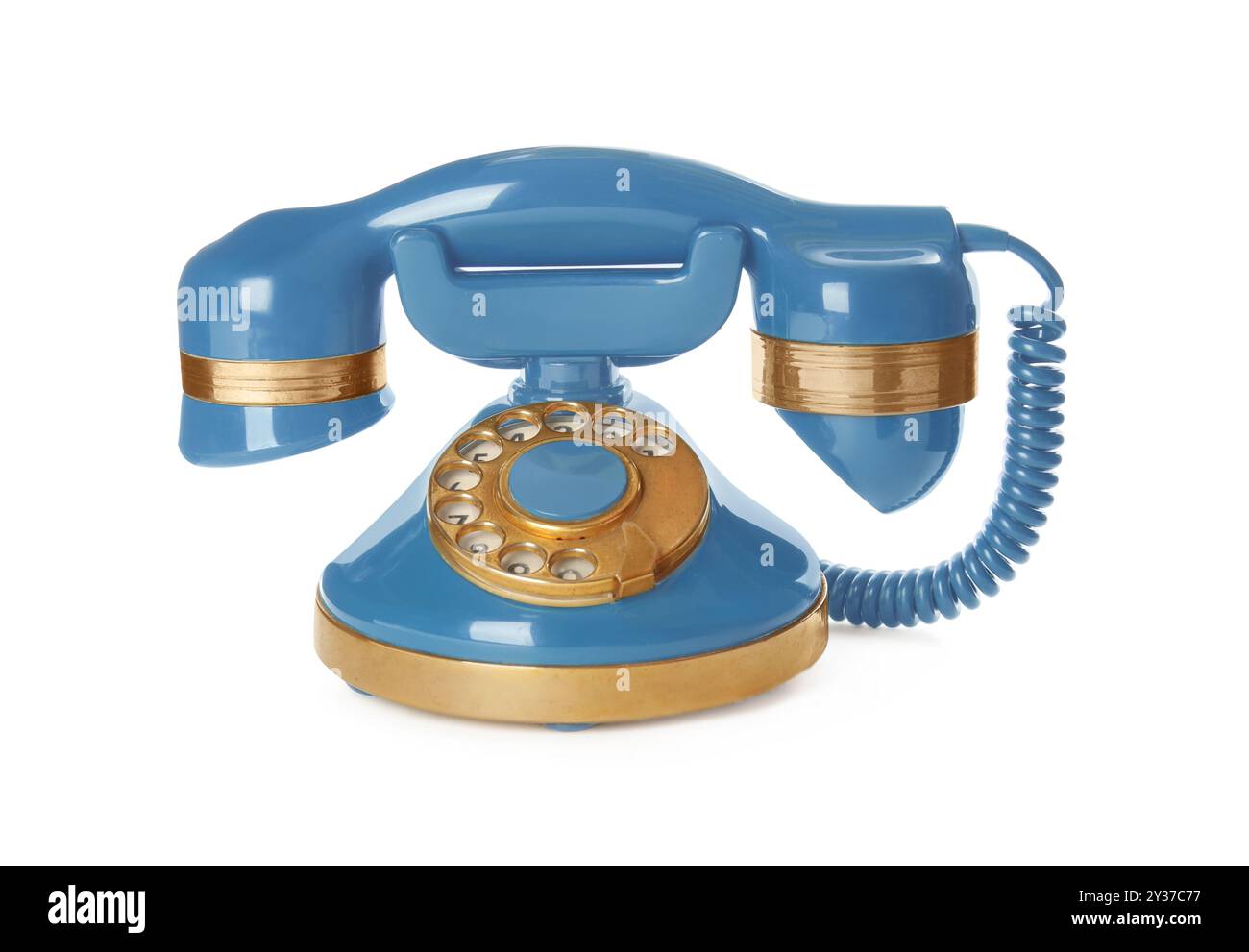 Elegant vintage light blue telephone isolated on white Stock Photo - Alamy