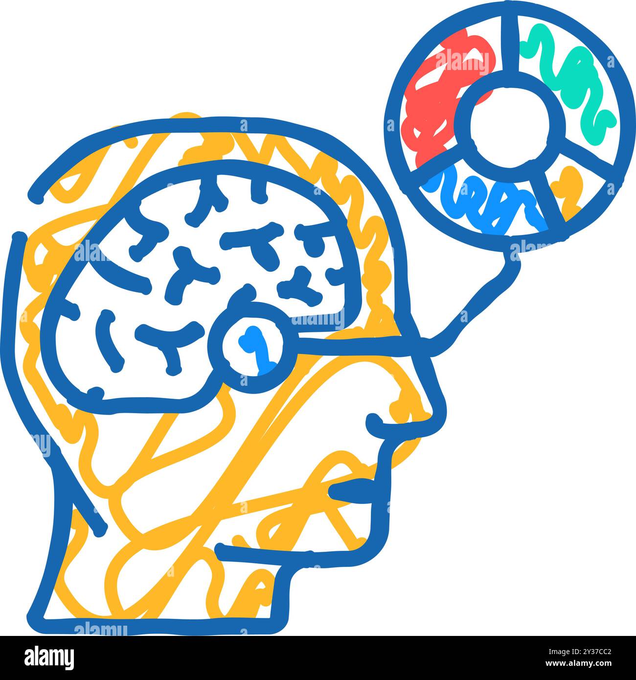 cognitive skills neuroscience neurology icon doodle illustration Stock ...