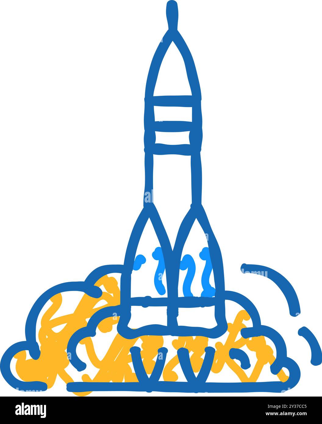 rocket launch space exploration icon doodle illustration Stock Vector ...