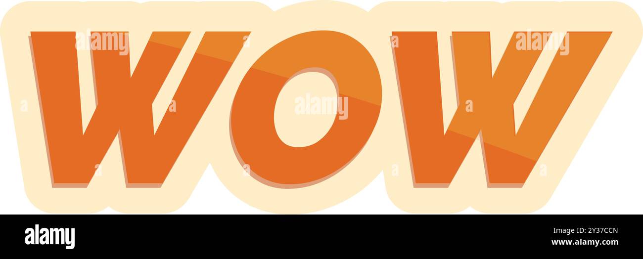 Orange lettering spelling wow expressing excitement and surprise Stock ...