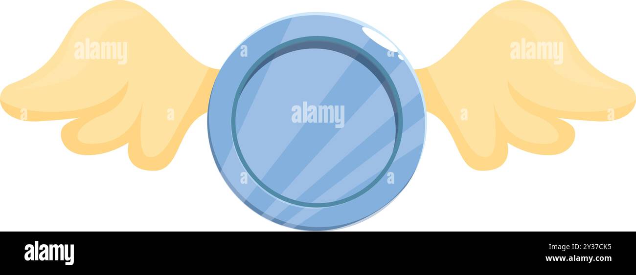 Cartoon blue coin with wings is flying away representing easy money ...
