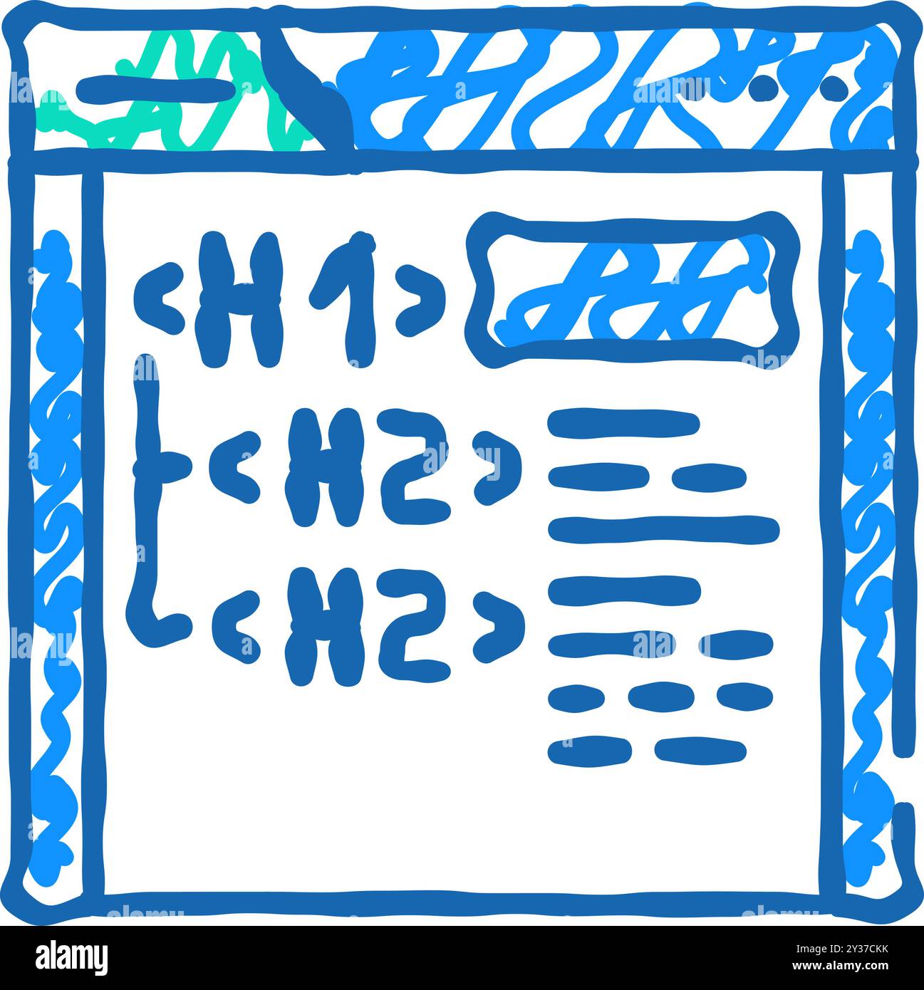 header tags h1 h2 seo icon doodle illustration Stock Vector Image & Art ...