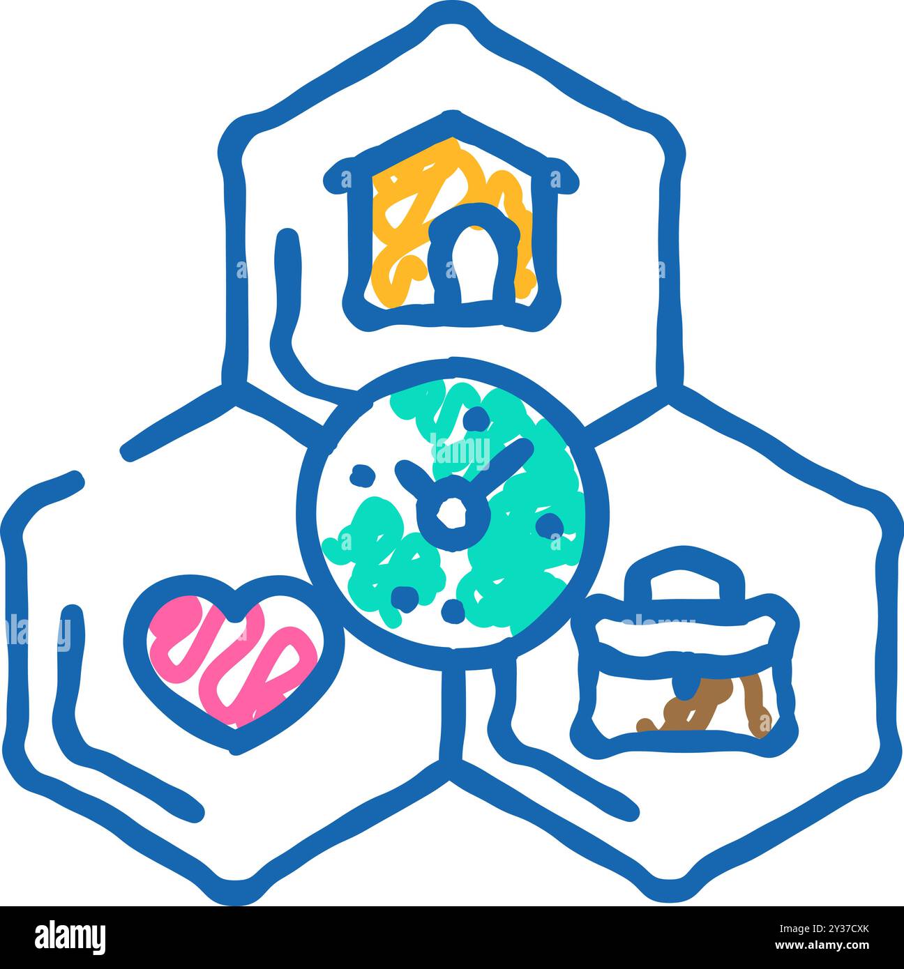 work life integration time icon doodle illustration Stock Vector Image ...