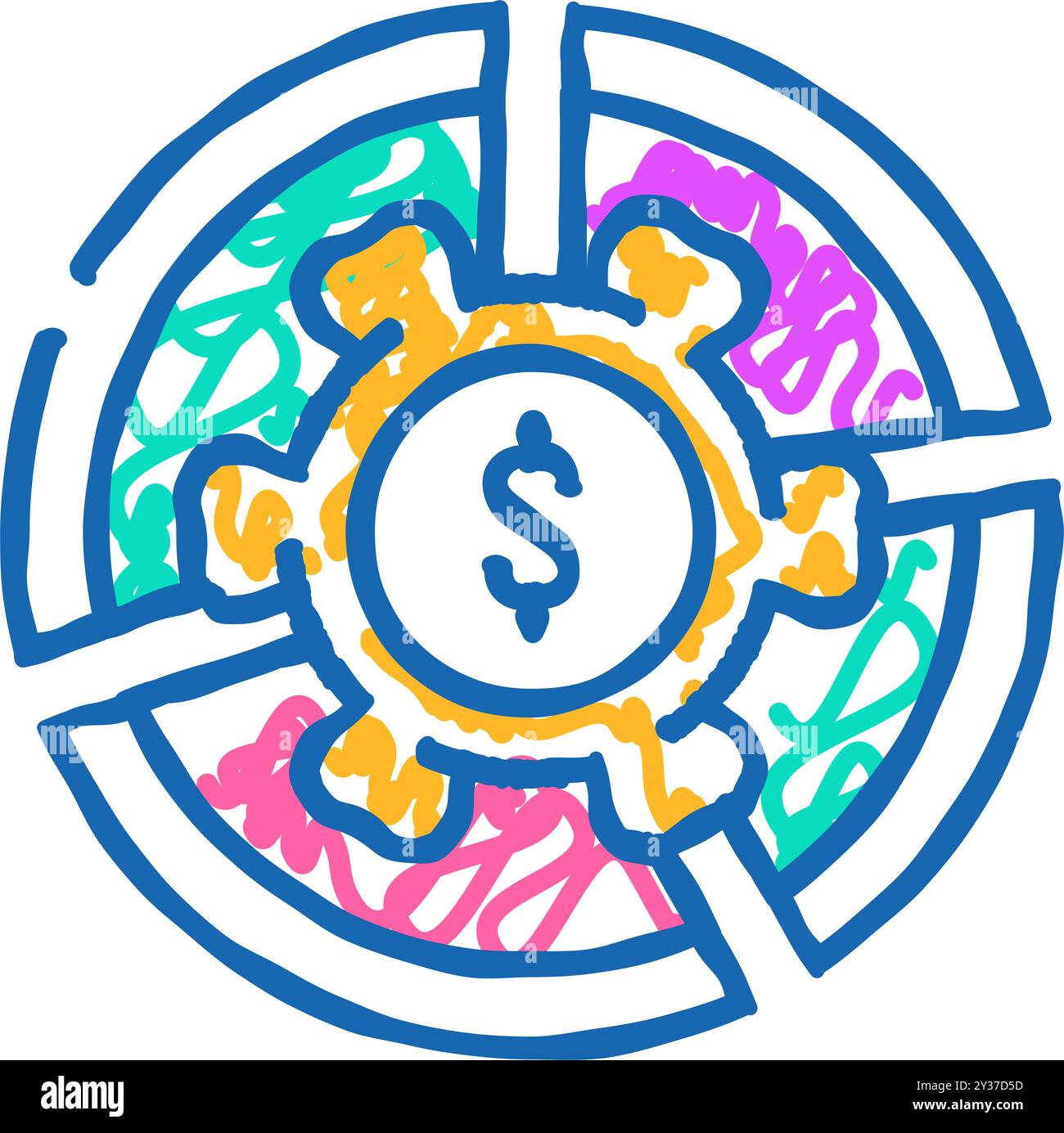 wealth management financial advisor icon doodle illustration Stock ...