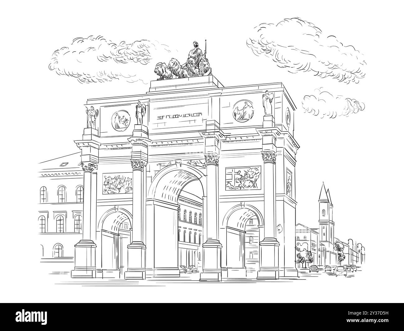 Munich triumphal arch Stock Vector Images - Alamy