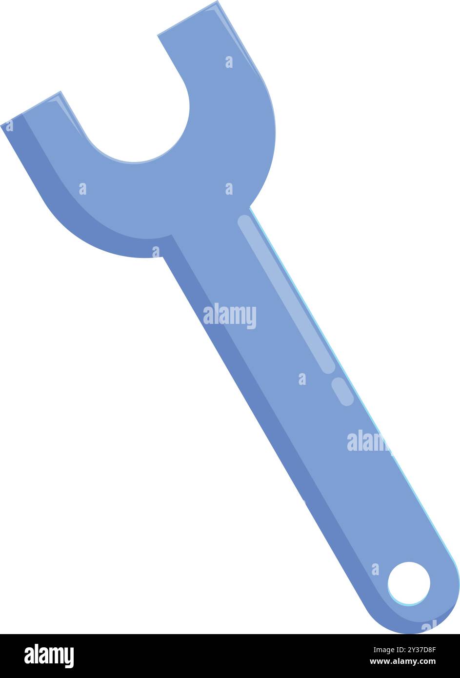 Simple vector illustration of a blue wrench lying diagonally, its ...