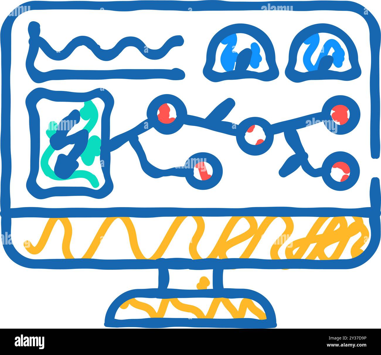 grid monitoring electric icon doodle illustration Stock Vector Image ...