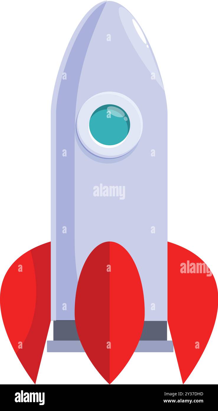 White cartoon rocket standing on launchpad ready for take off Stock ...