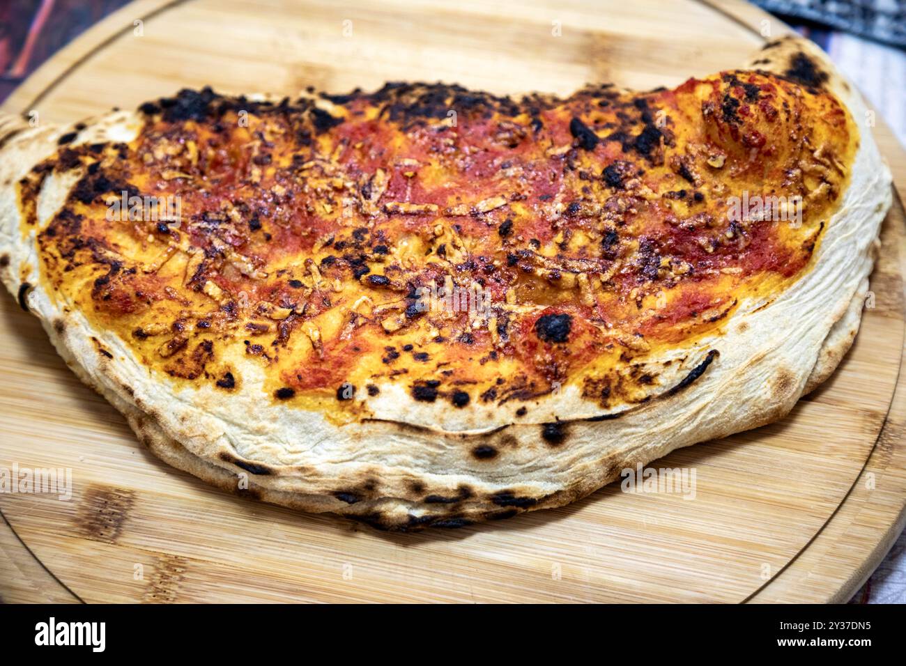 Traditional artisanal calzone made with long-matured dough stuffed with ...