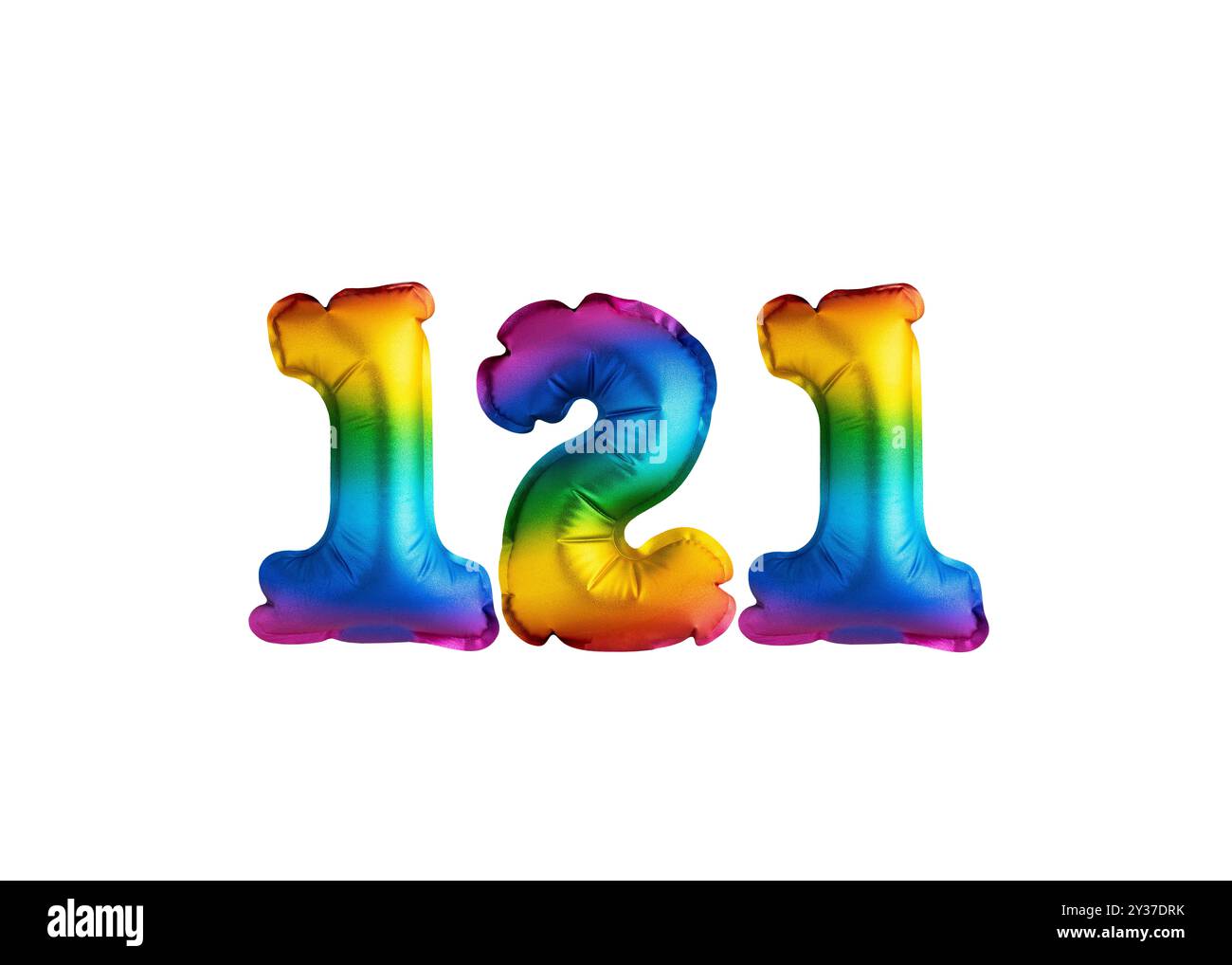 Multicolored balloon for number 121 celebration. Happy birthday on ...