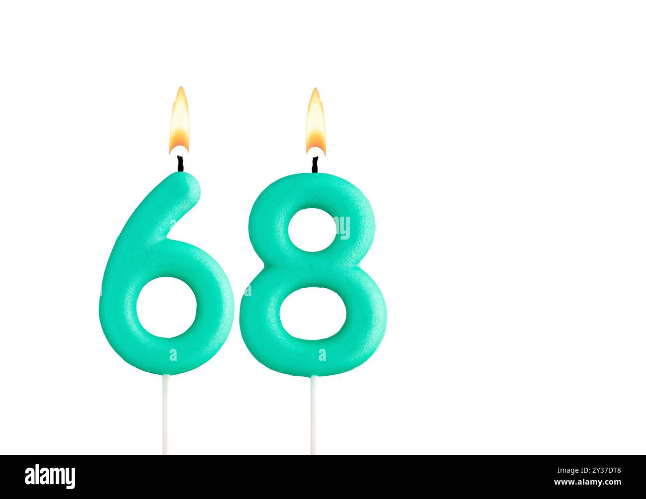Birthday number 68 - Green birthday candle on white background Stock ...