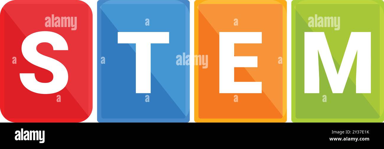 Four colorful squares are illustrating the stem concept, each square ...