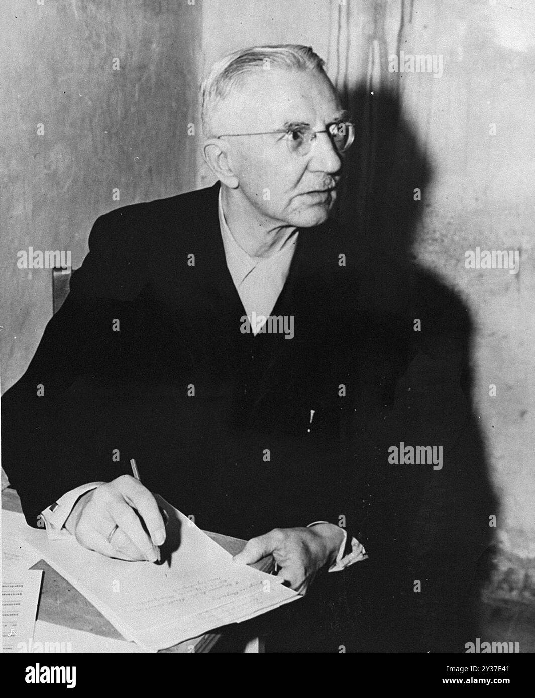 Hjalmar Schacht, the former Reichsminister for Economics, in his prison ...