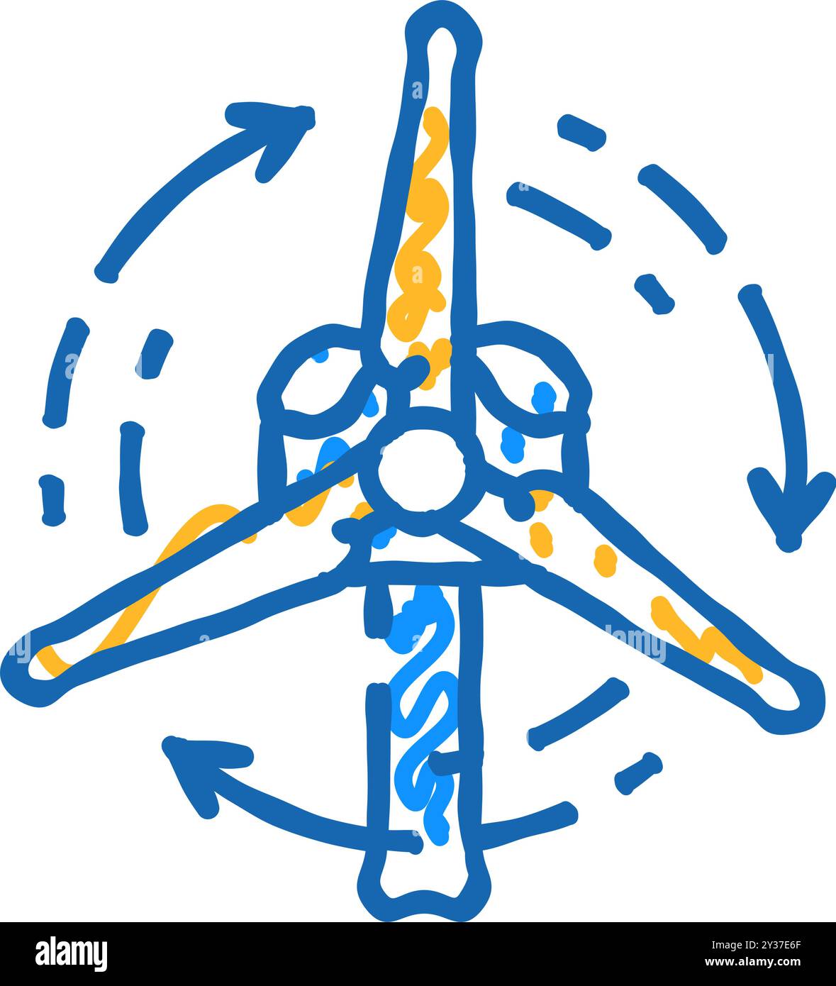 blades rotation wind turbine icon doodle illustration Stock Vector ...