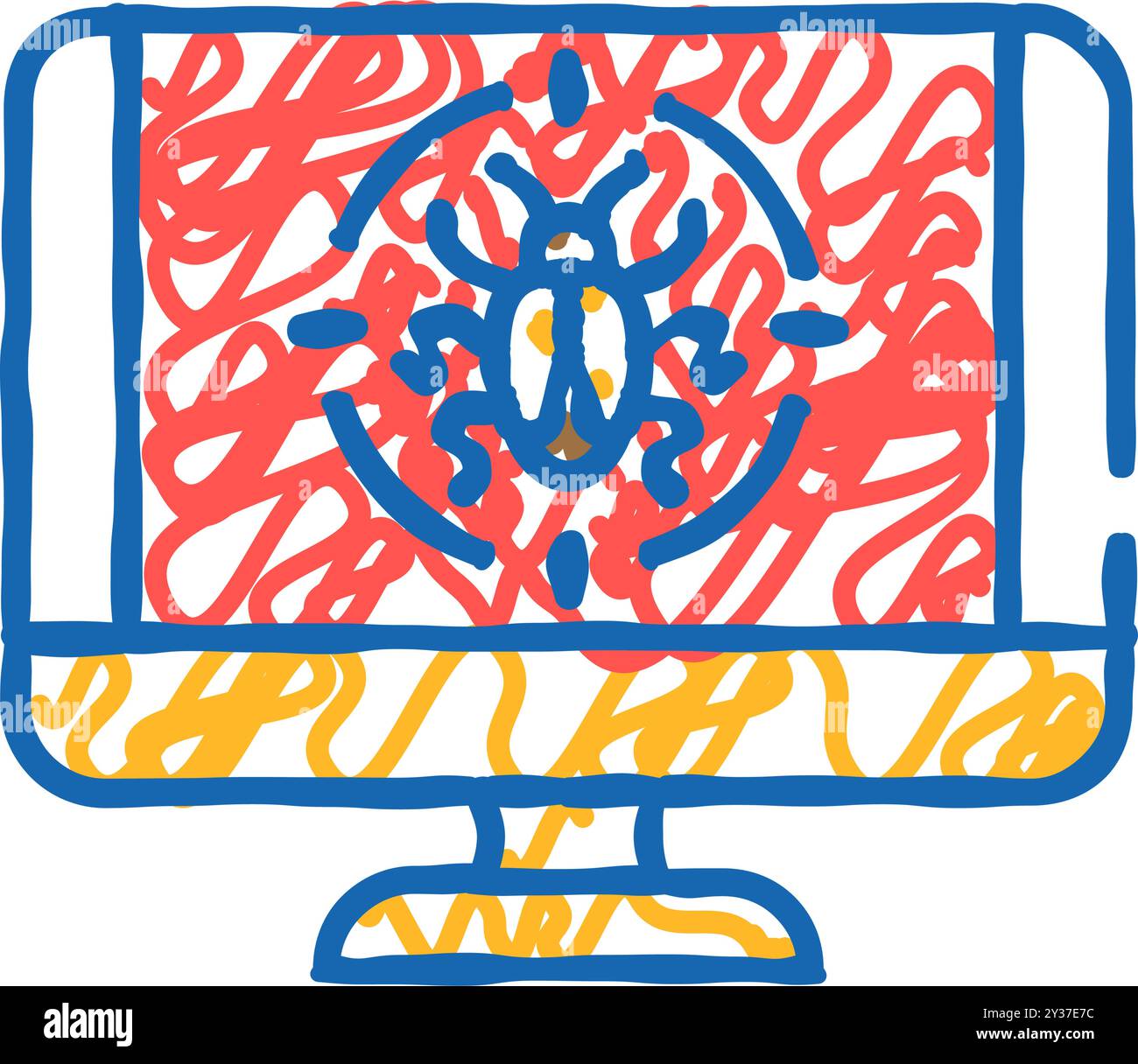 virus removal repair computer icon doodle illustration Stock Vector ...