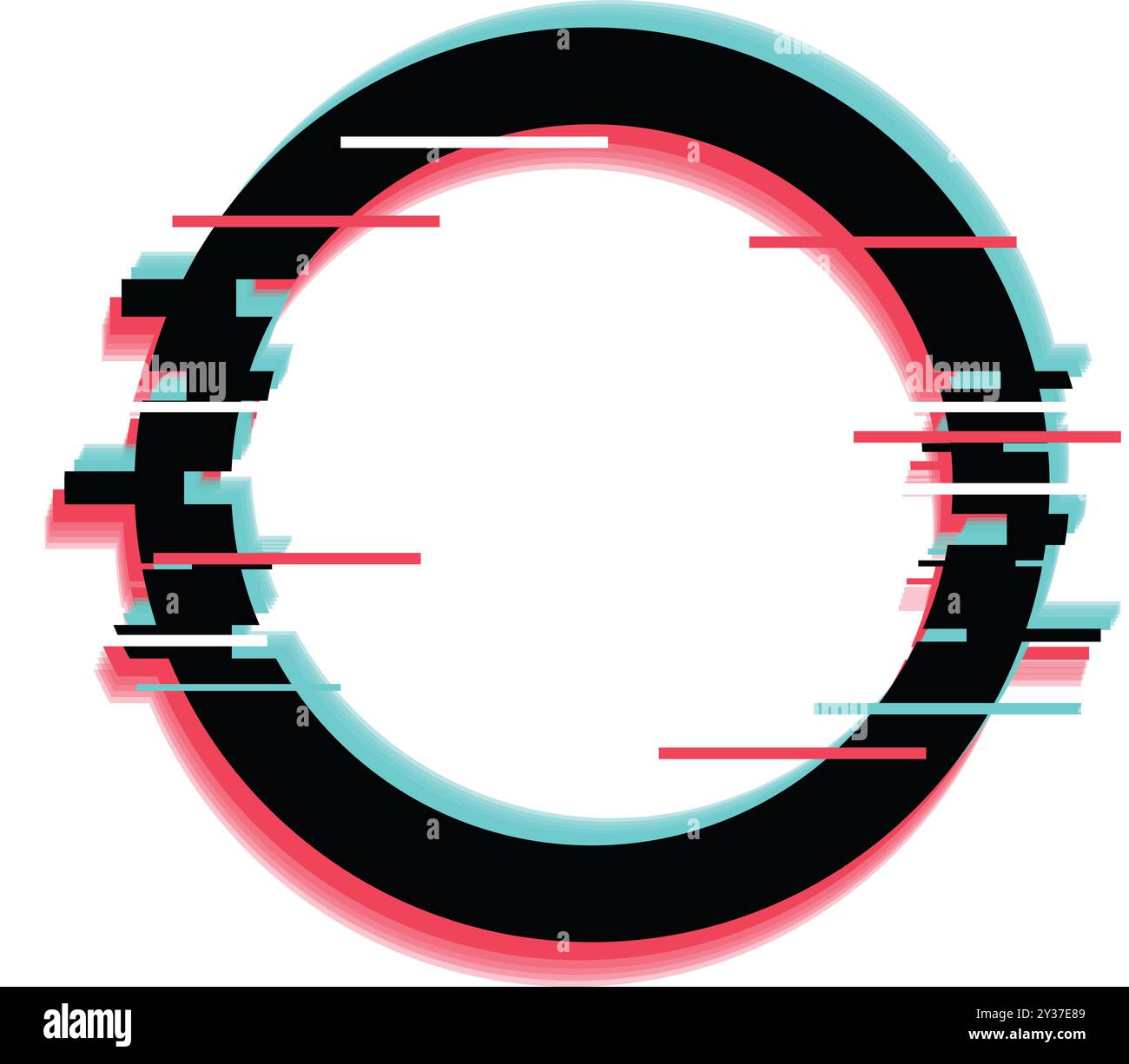 Black circle is being distorted with a digital glitch effect, creating ...