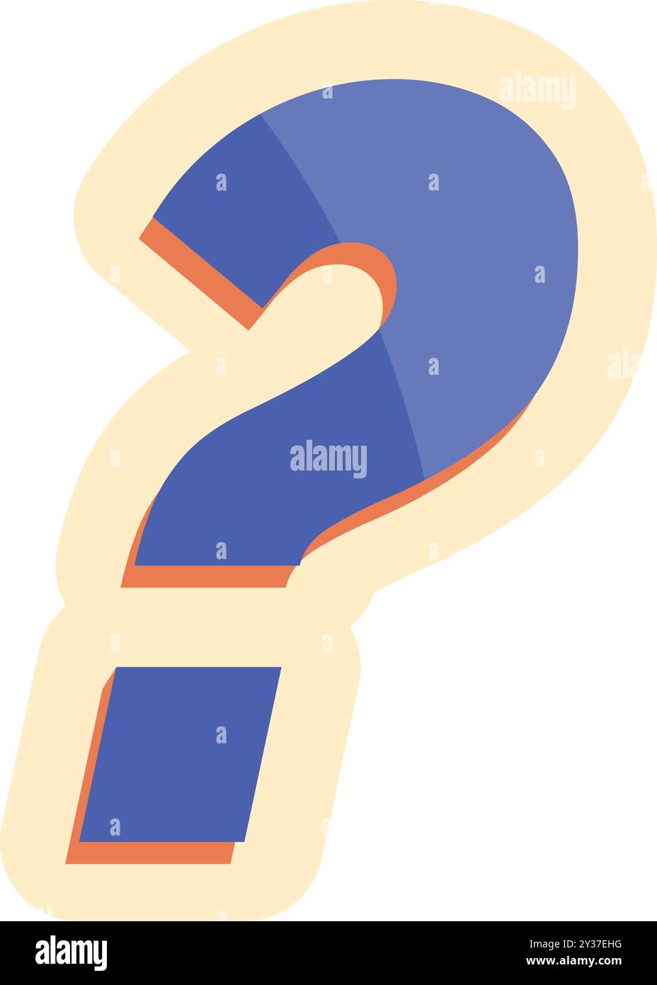 Blue question mark with a drop shadow effect is isolated on a white ...